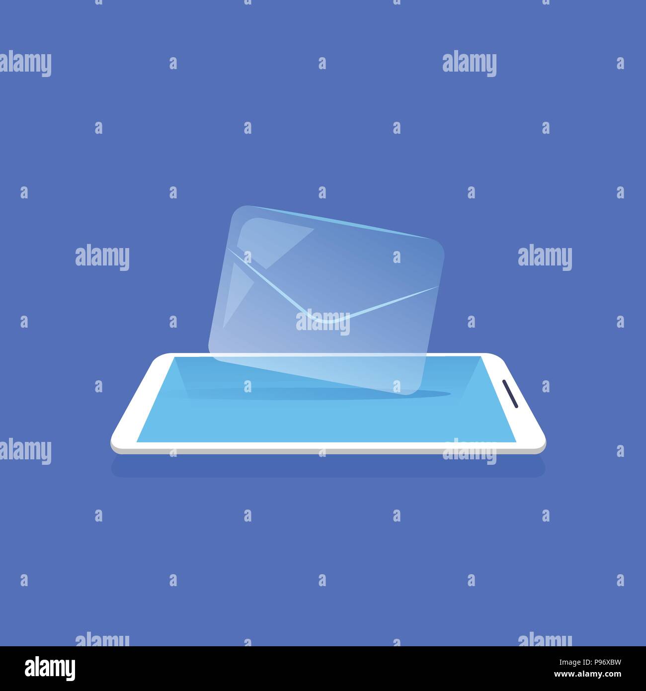 email envelope icon mobile messenger application blue background flat ...