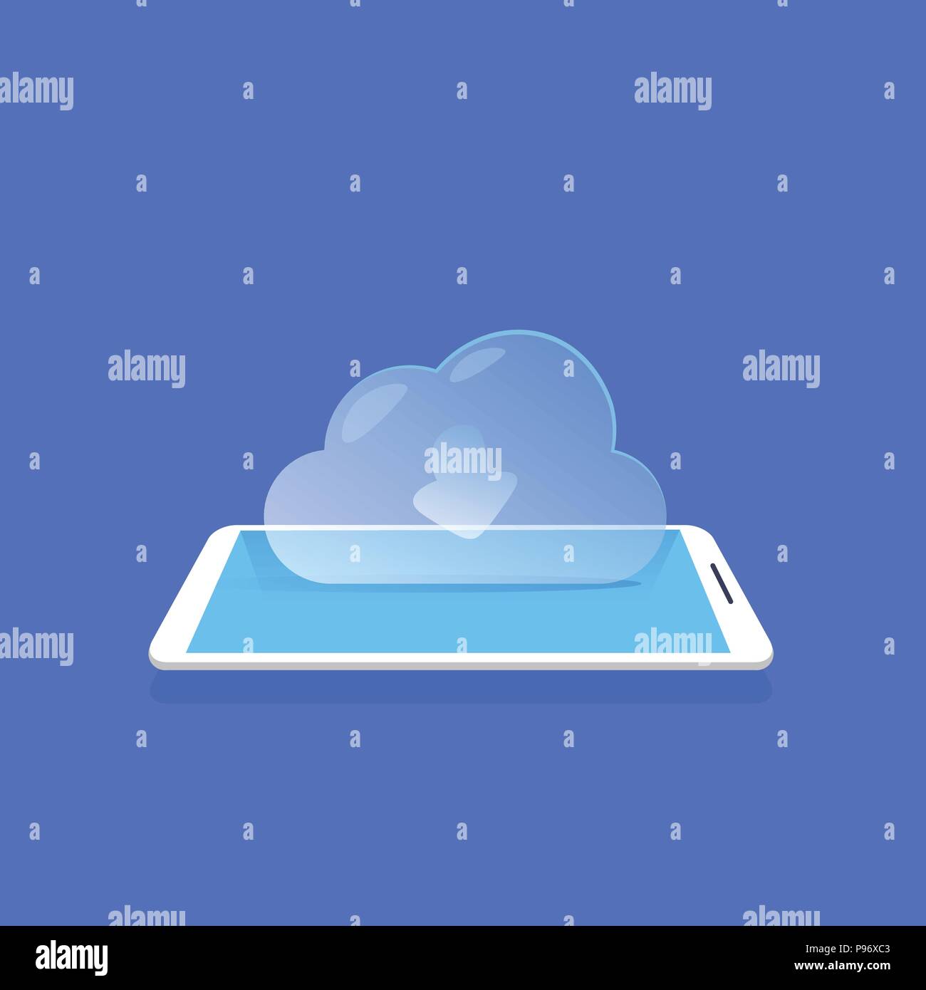 Cloud Synchronization Icon Mobile Data Storage Application Blue