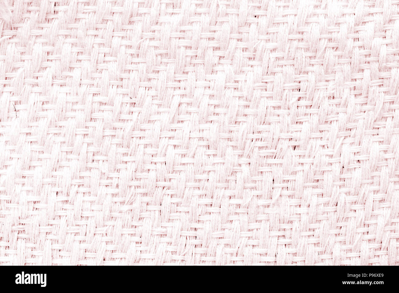 Red hand weaving matting tweed fabric texture. Closeup horizontal ...