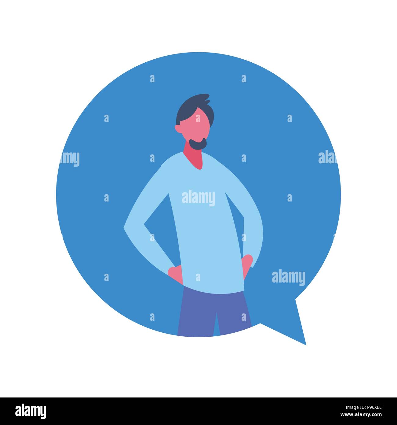 man chat bubble character male avatar akimbo pose isolated cartoon ...