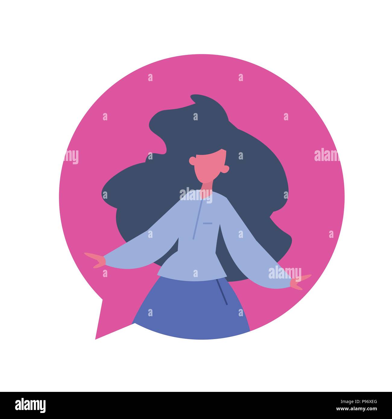 woman character chat bubble female avatar isolated cartoon portrait ...