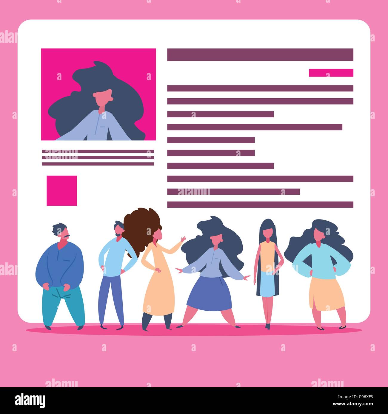 people group over cv resume team choosing female candidate for vacancy ...