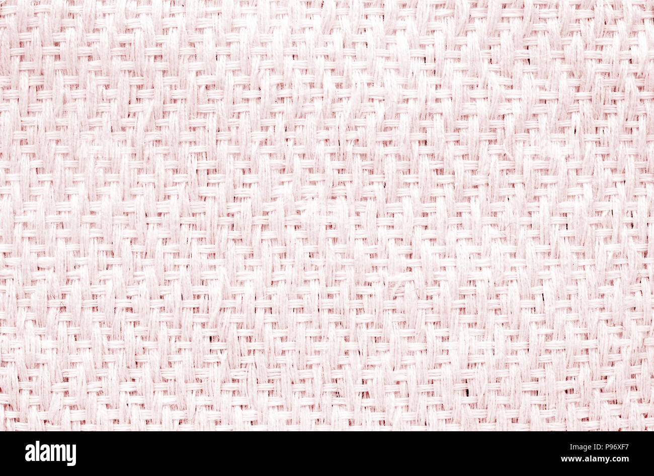 Red hand weaving matting tweed fabric texture. Closeup horizontal ...