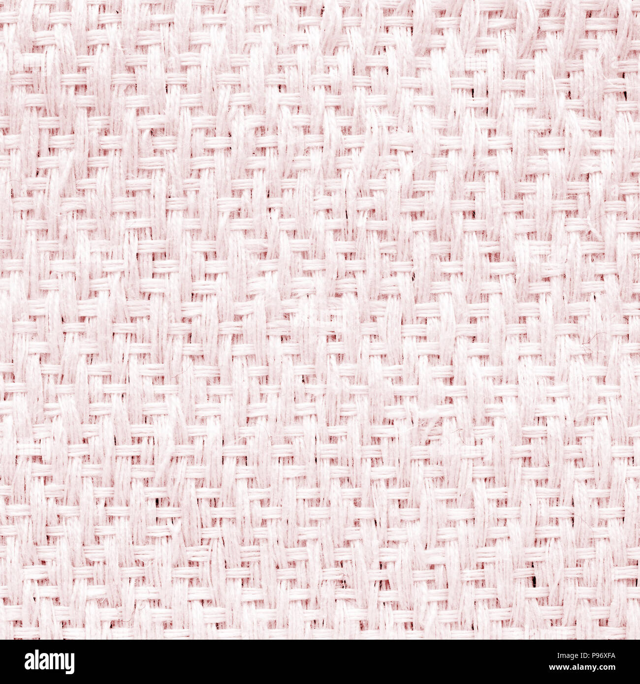 Red hand weaving matting tweed fabric texture. Closeup square fragment ...