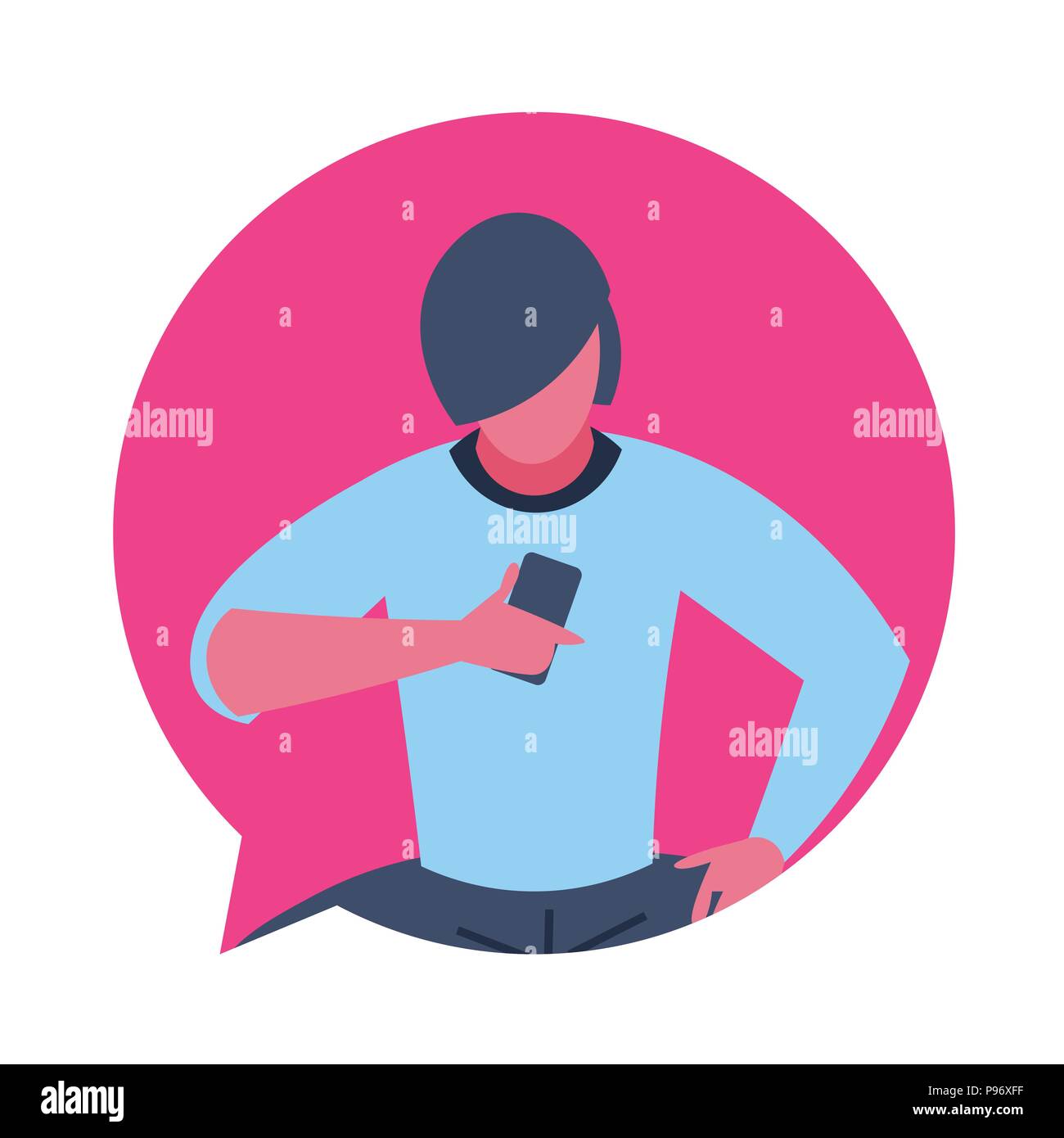 man mobile app chat bubble character avatar isolated male cartoon ...