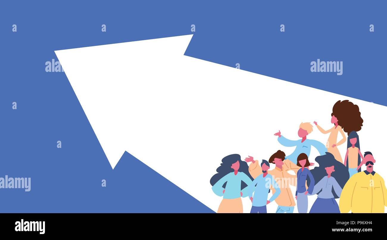 people group standing arrow right way team success concept man woman ...