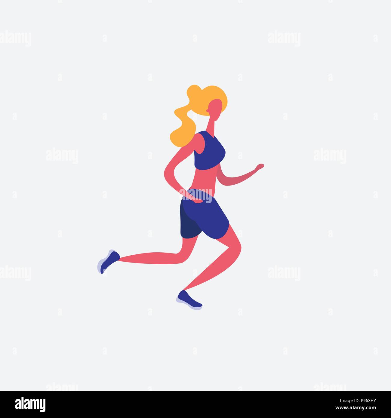 woman cartoon character sportswoman activities isolated healthy ...