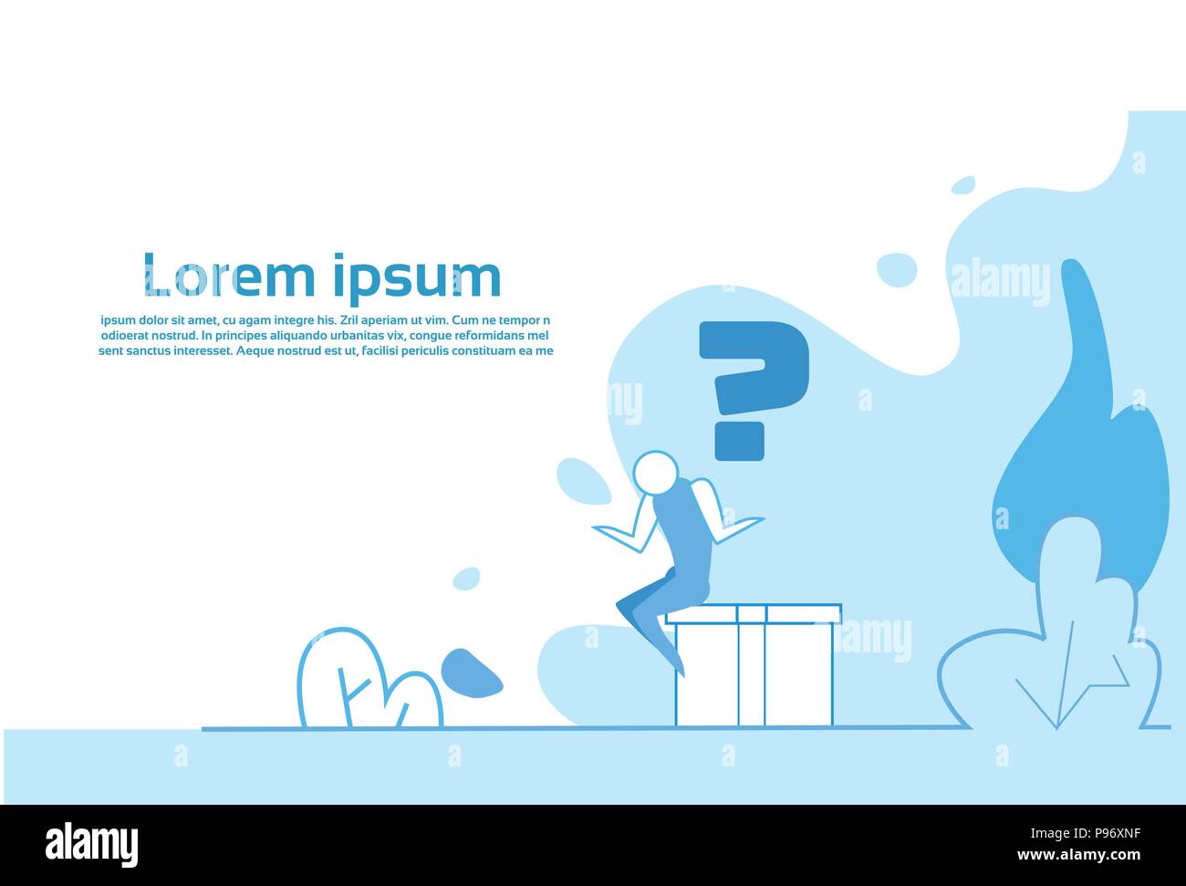 Businessman silhouette sitting question mark pondering problem concept ...