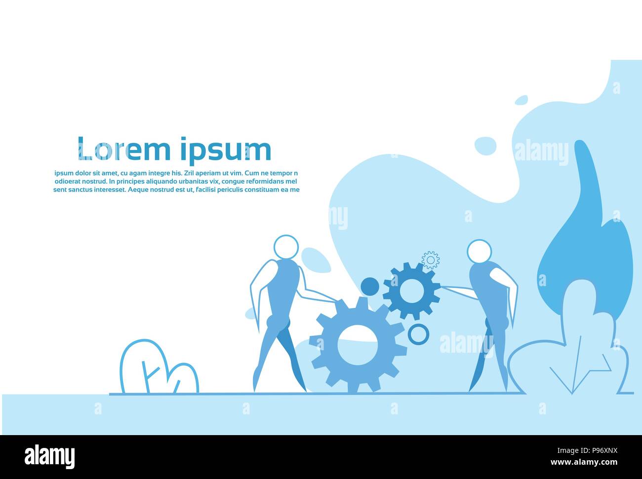 Business people group twisting gear wheel working together process ...