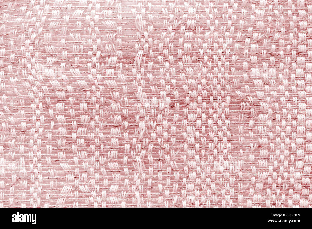 Red hand weaving matting tweed fabric texture. Closeup horizontal ...