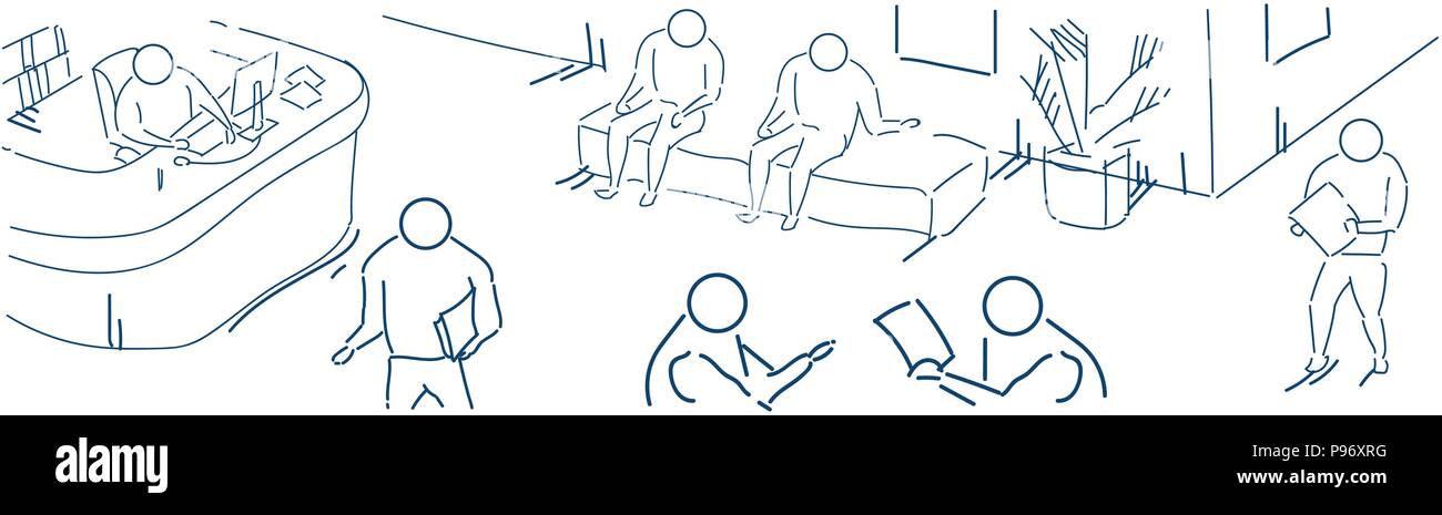 business people office hard working process communication concept on ...