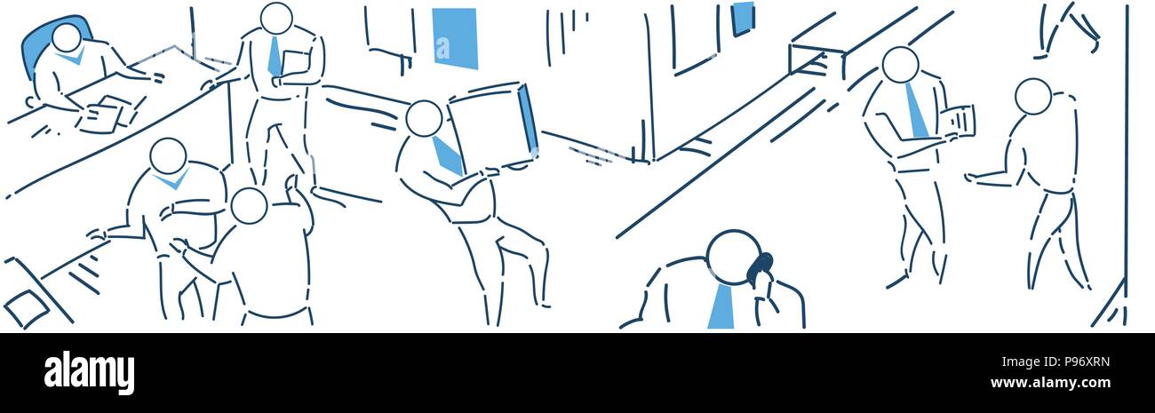 business people office hard working process communication concept on ...