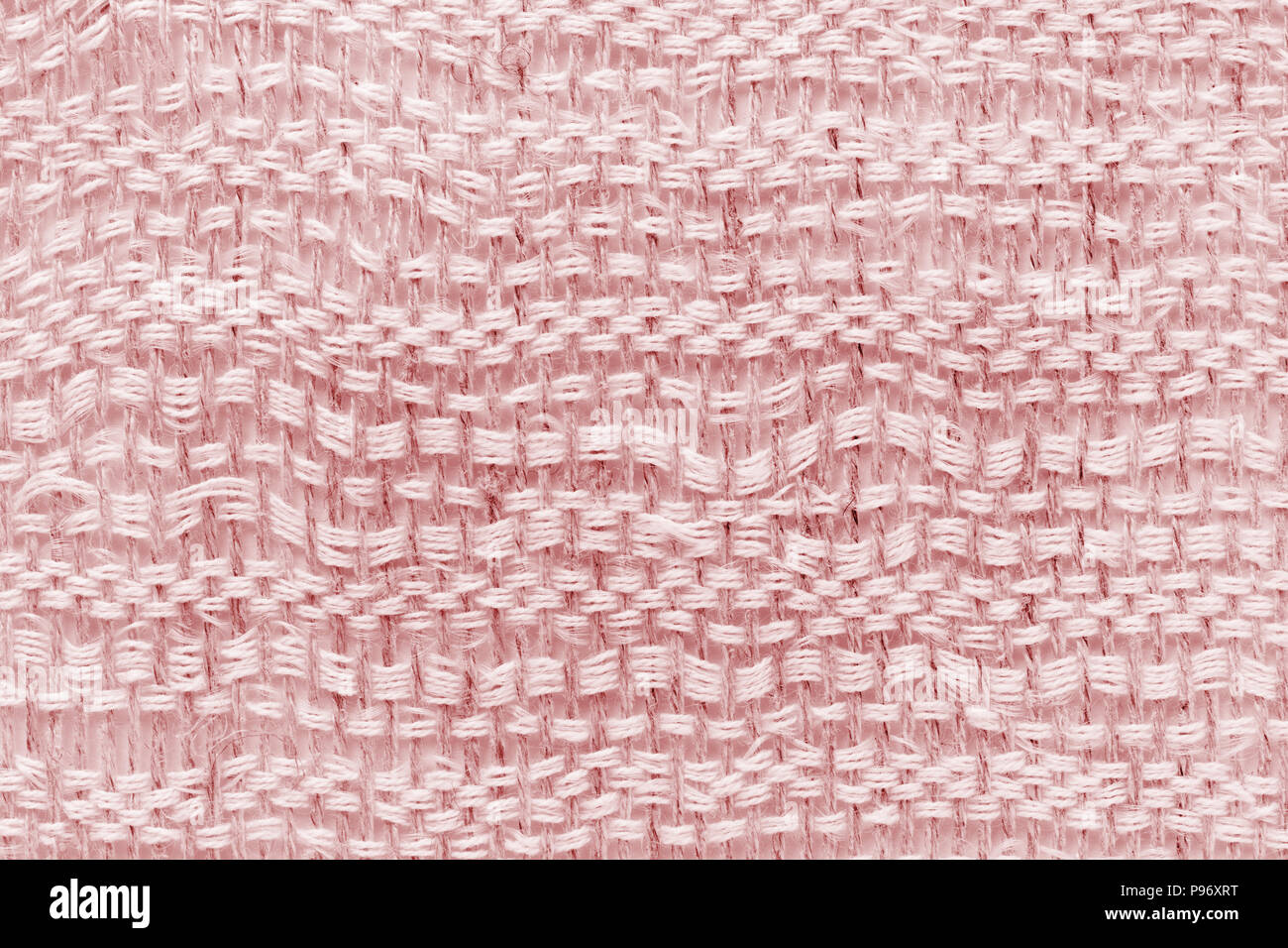 Red hand weaving matting tweed fabric texture. Closeup horizontal ...