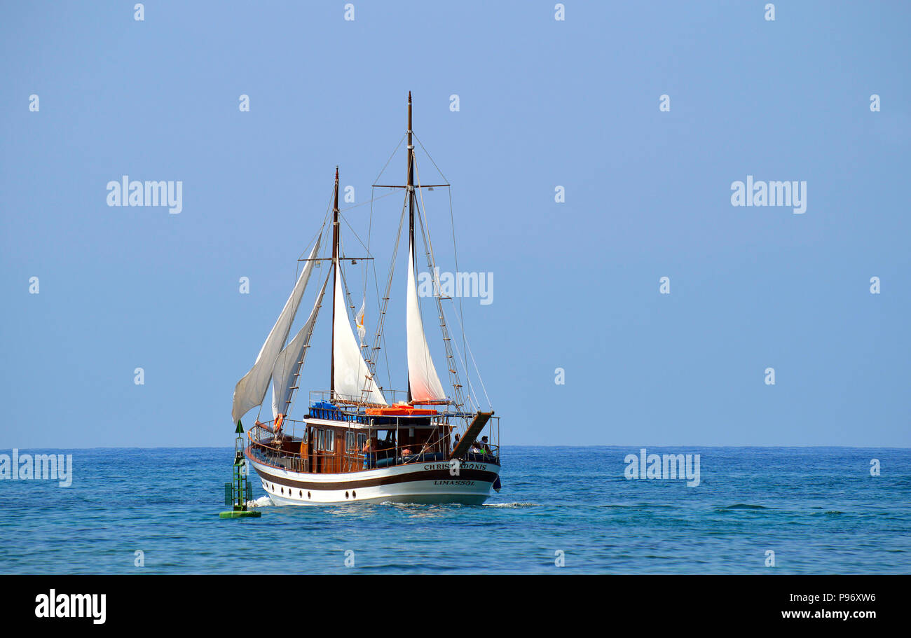 Tourist boat in Paphos harbour a tourist resort in Cyprus Stock Photo ...