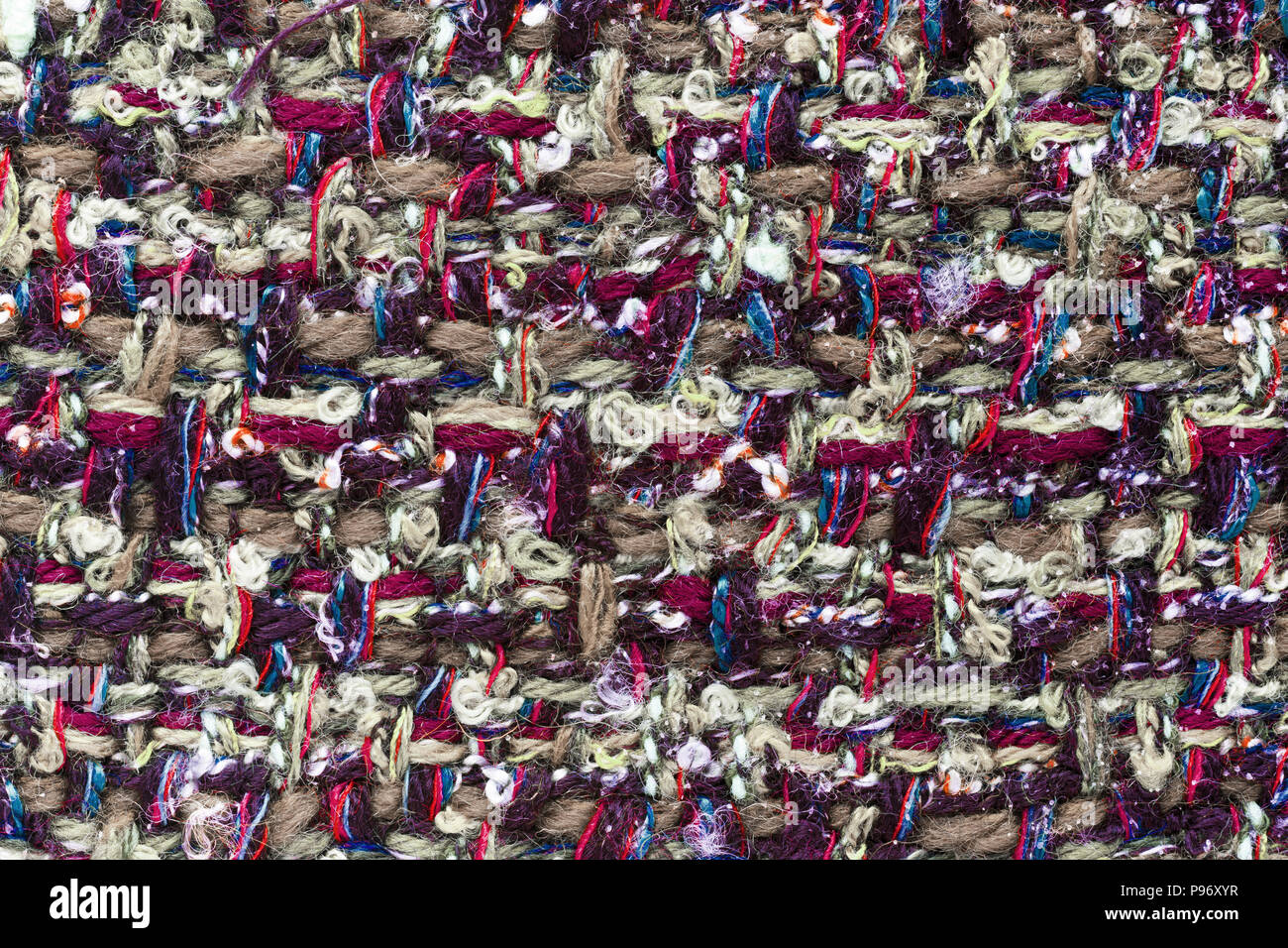 Colorful (main color red and green) hand weaving matting tweed fabric ...