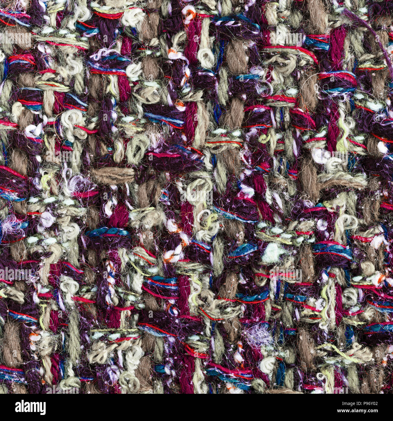 Colorful (main color red and green) hand weaving matting tweed fabric ...