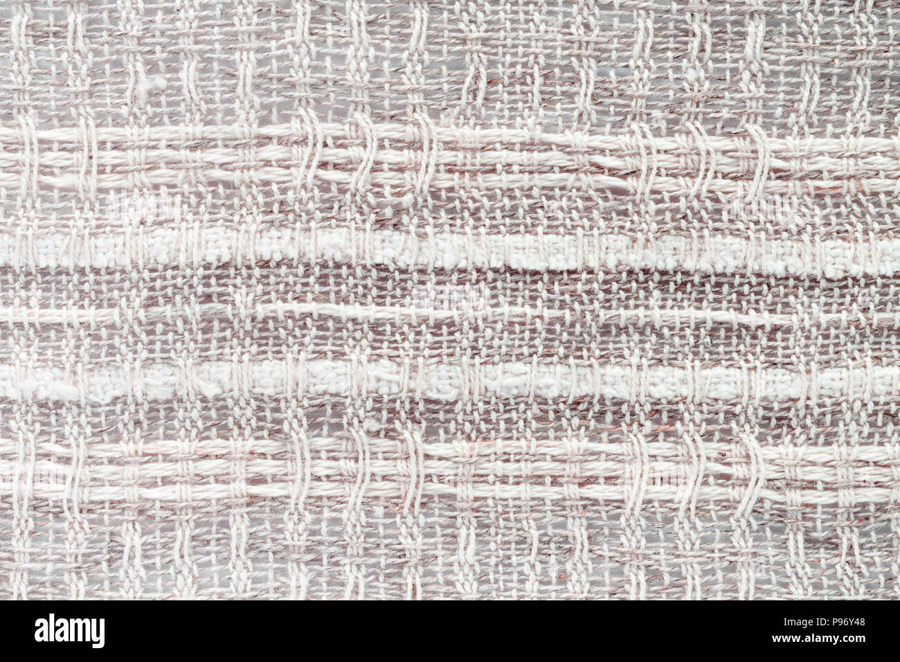 Red hand weaving matting tweed fabric texture. Closeup horizontal ...