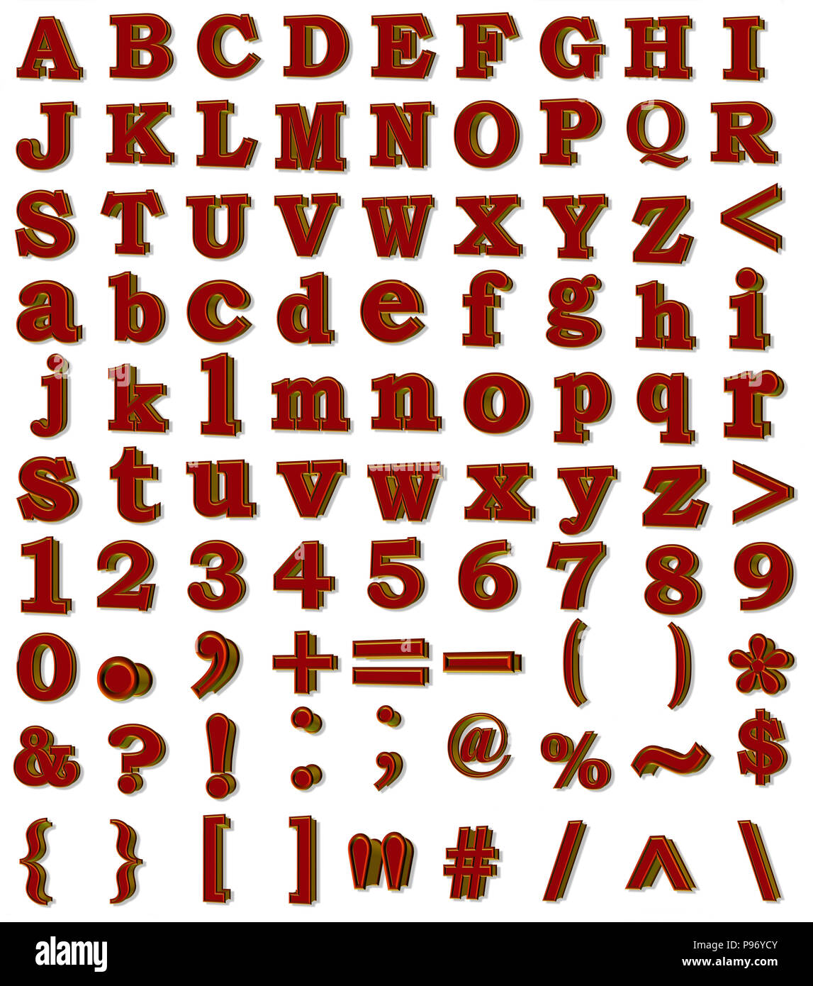 3D raster alphabet,numerals,signs Stock Photo - Alamy