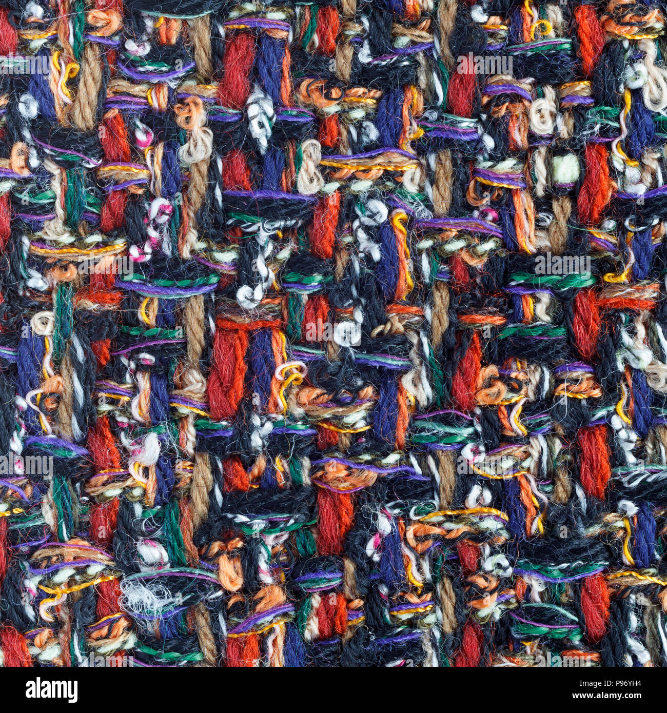 Colorful (main color red and blue) hand weaving matting tweed fabric ...