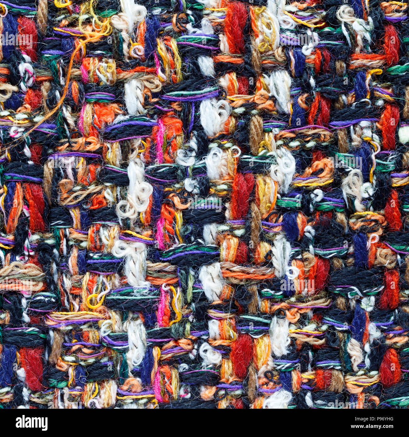 Colorful (main color red and blue) hand weaving matting tweed fabric ...
