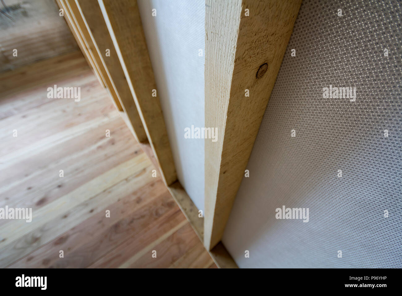 Close-up detail of empty room under construction and renovation with ...
