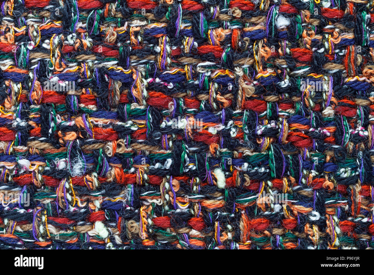 Colorful (main color red and blue) hand weaving matting tweed fabric ...