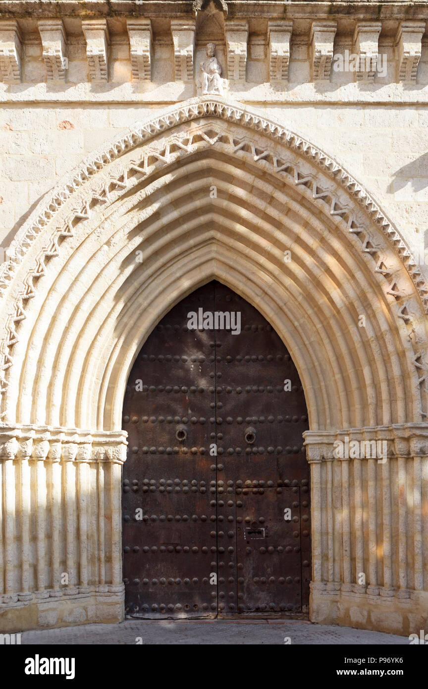 Entrace of catholic church in gothic style. Seville, Spain Stock Photo ...