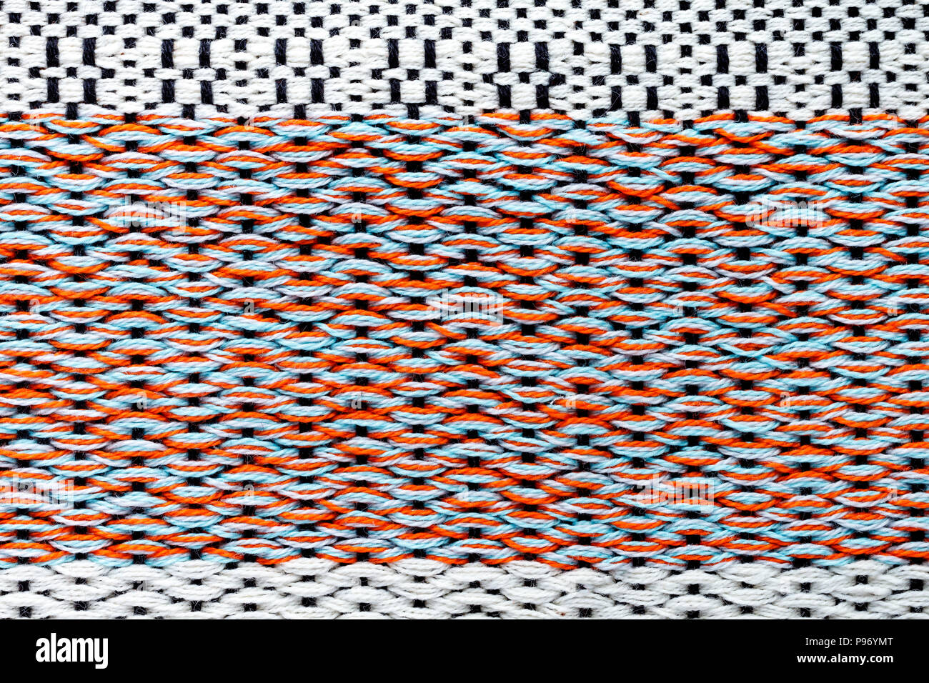 Colorful (orange and white stripes) hand weaving matting tweed fabric ...