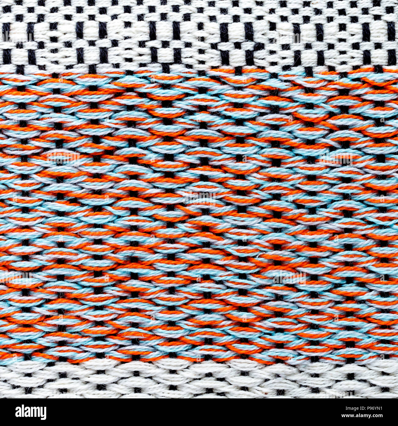 Colorful (orange and white stripes) hand weaving matting tweed fabric ...