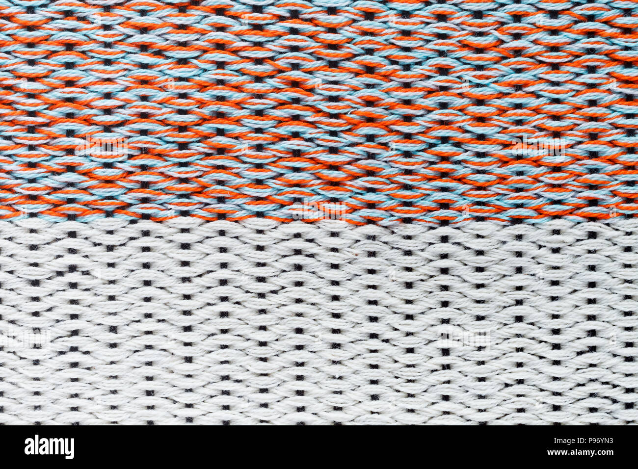Colorful (orange and white stripes) hand weaving matting tweed fabric ...
