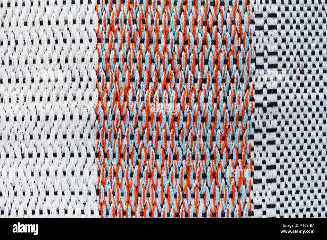 Colorful (orange and white stripes) hand weaving matting tweed fabric ...