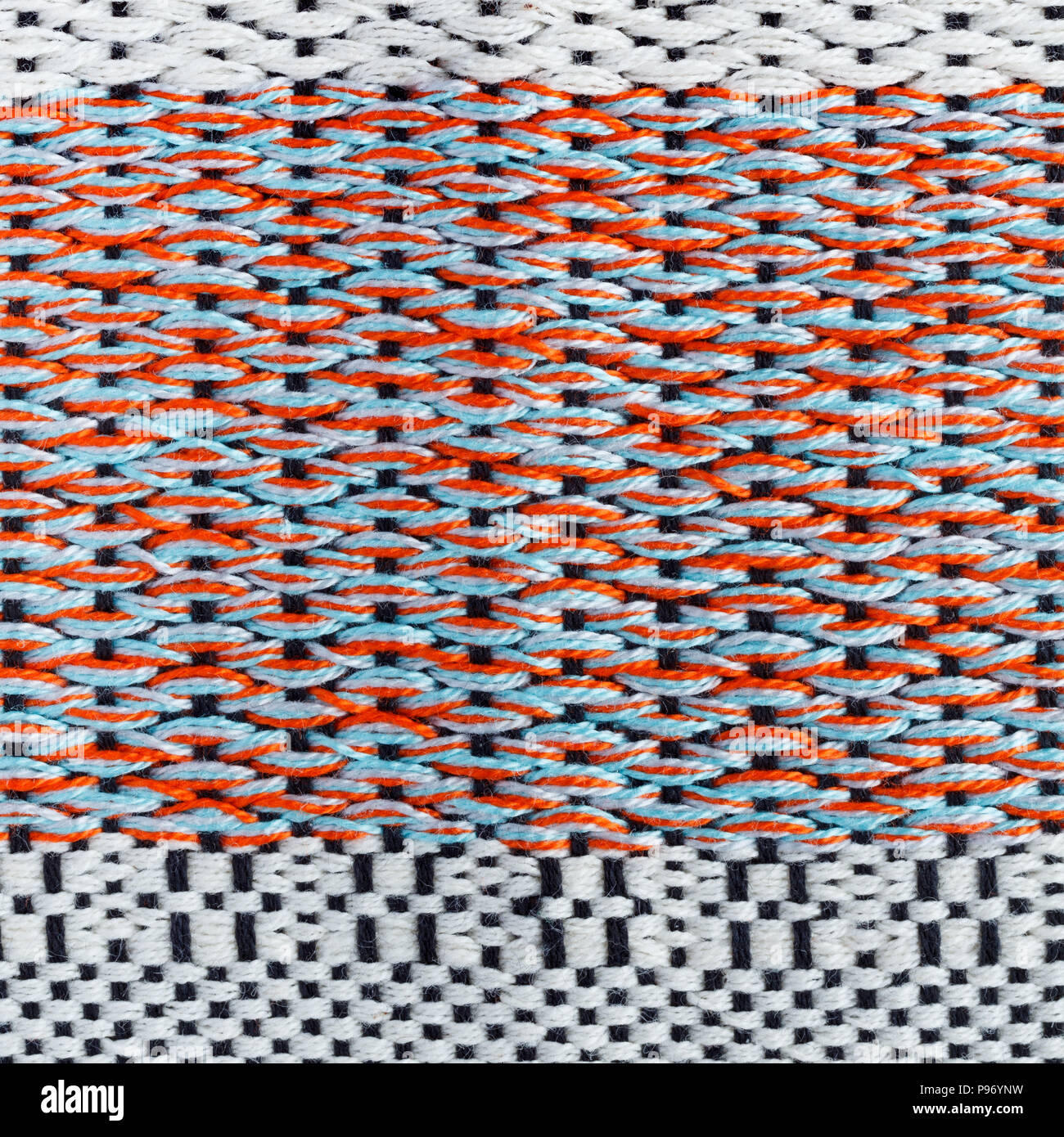 Colorful (orange and white stripes) hand weaving matting tweed fabric ...