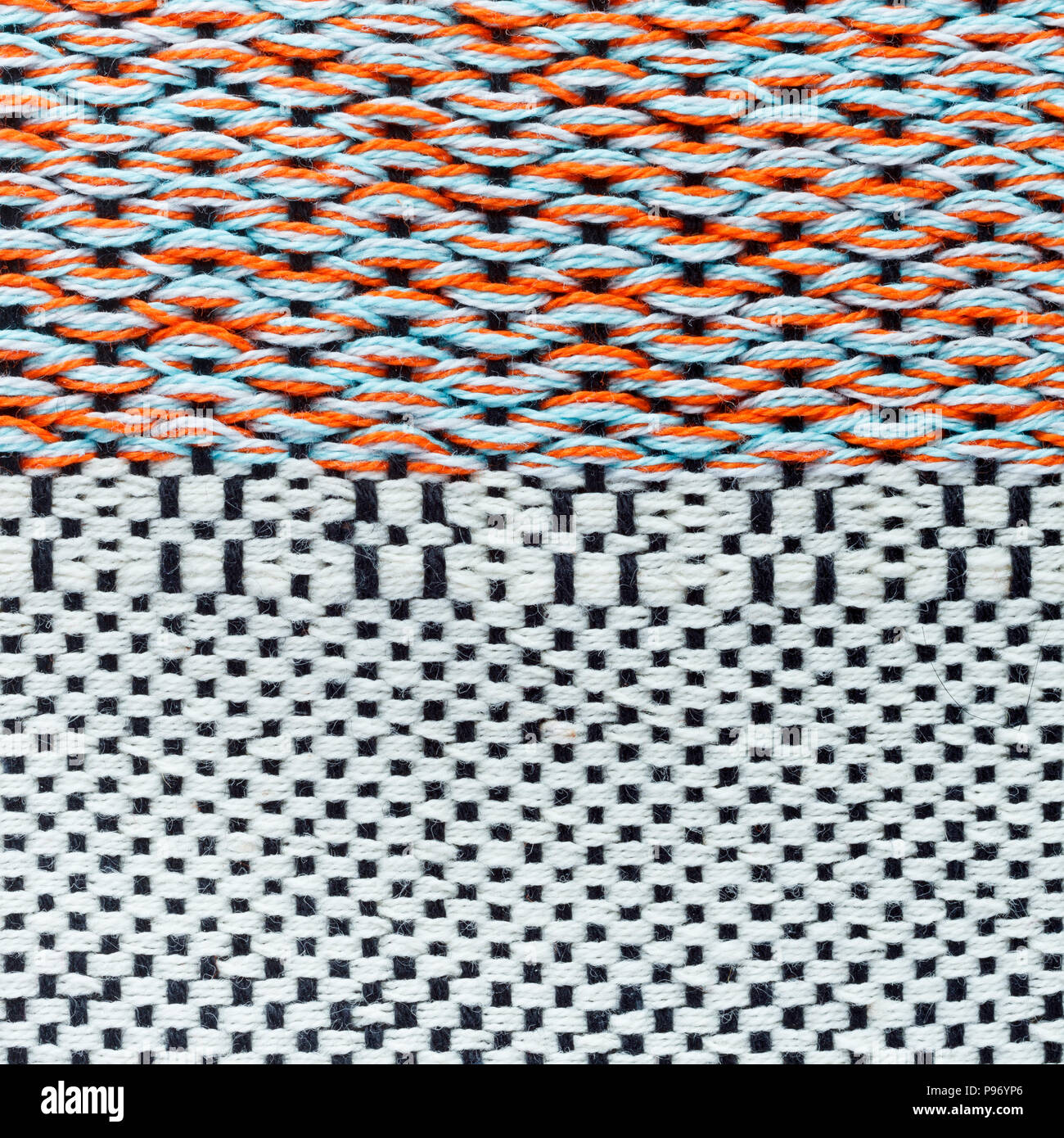 Colorful (orange and white stripes) hand weaving matting tweed fabric ...