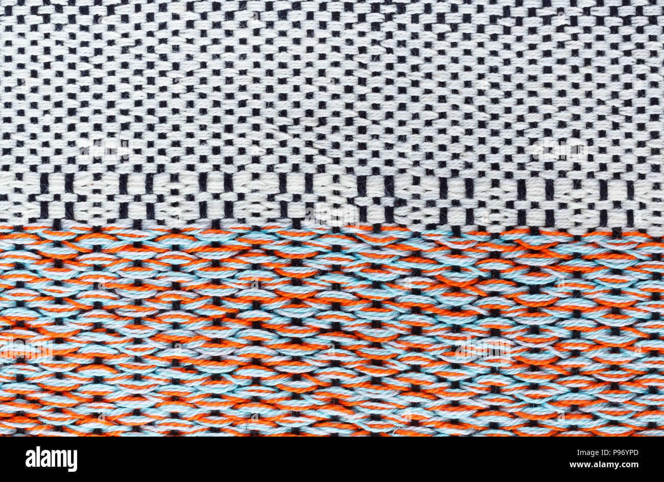 Colorful (orange and white stripes) hand weaving matting tweed fabric ...