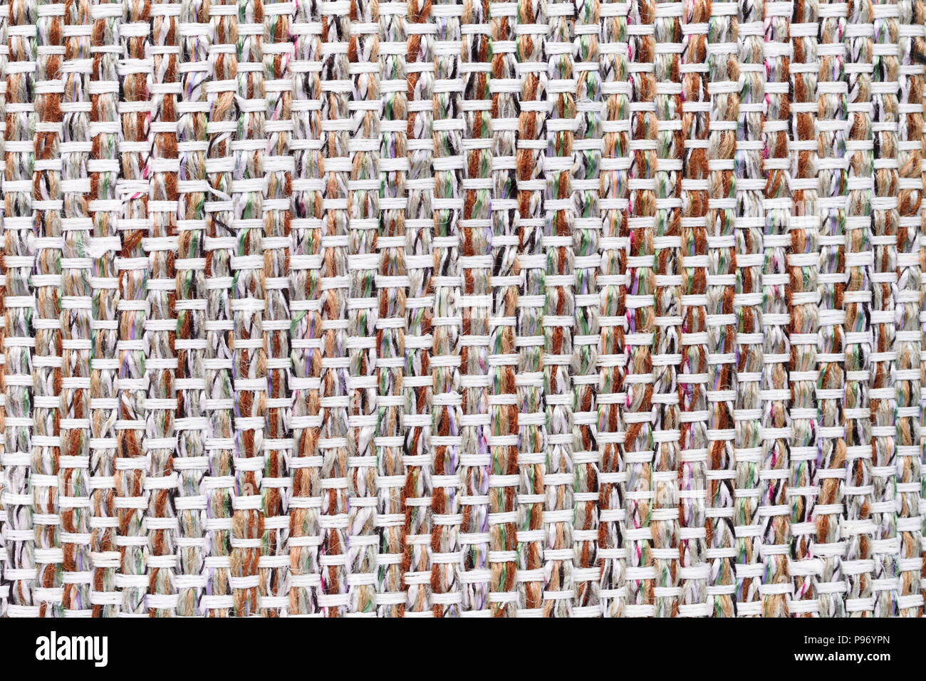 Colorful (main color orange) hand weaving matting tweed fabric texture ...