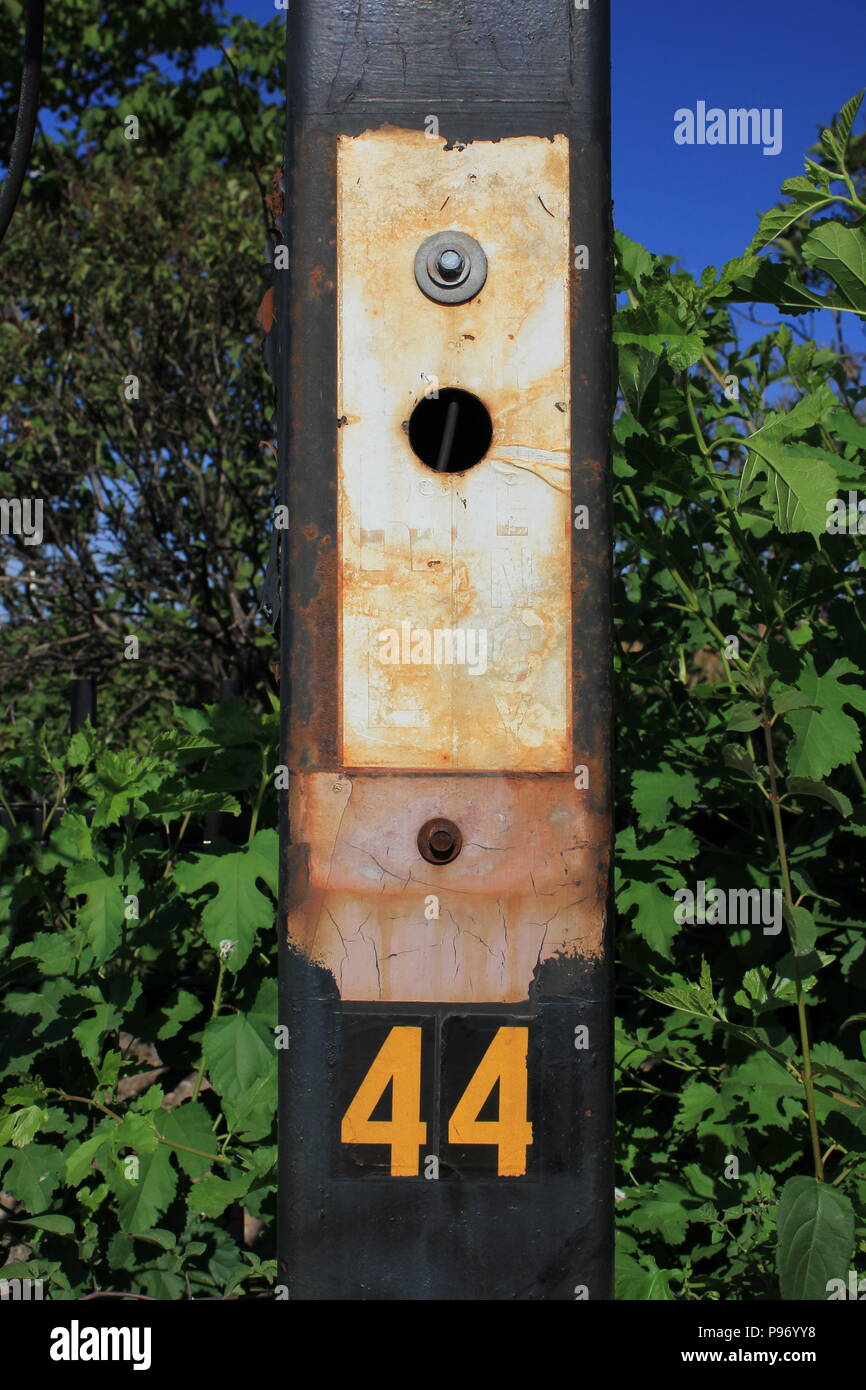 Number 44 on a steel lamppost at O'Hare airport in Chicago, Illinois ...