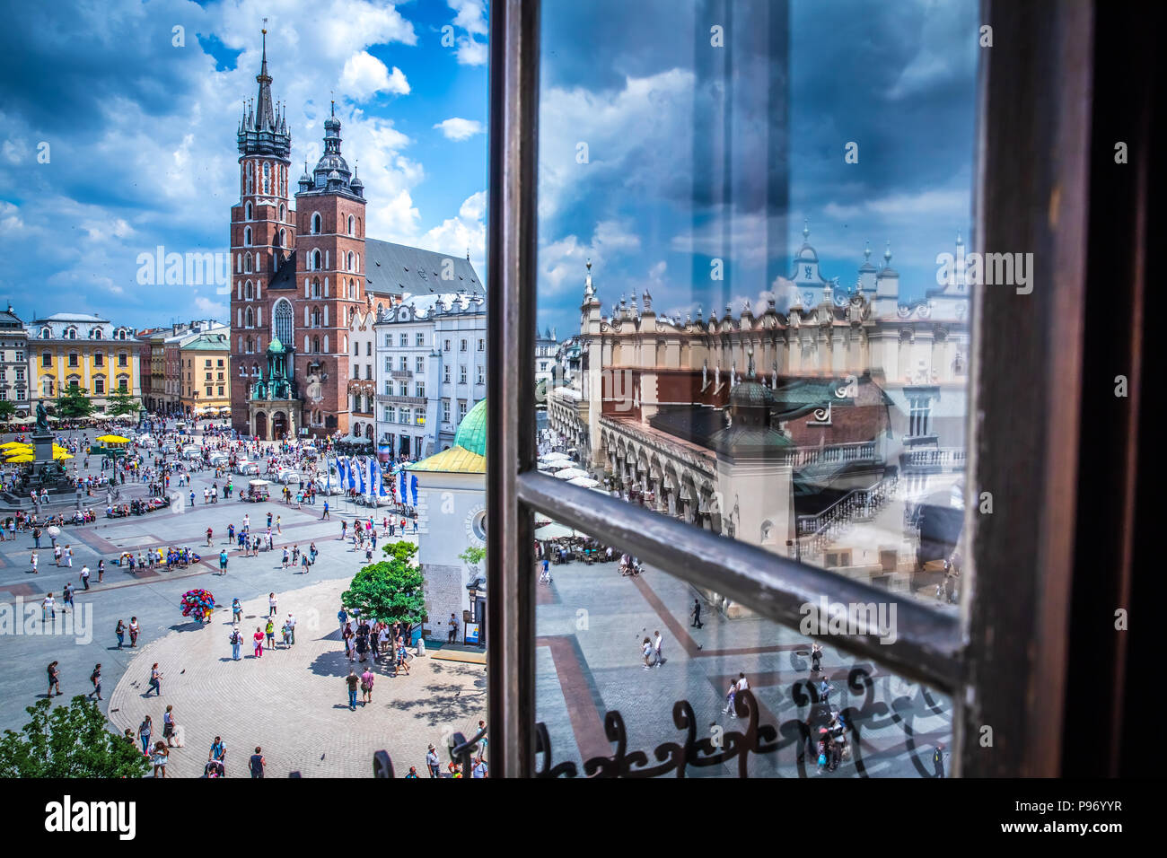 Cracow (Krakow) - Main Square (Rynek Glowny) with Marketplace ...