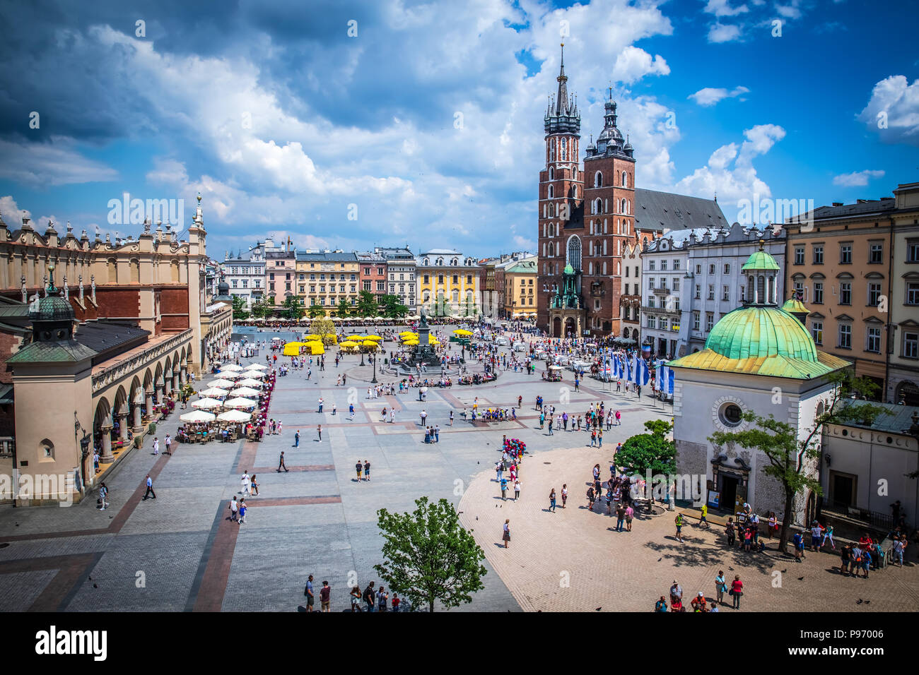 Cracow (Krakow) - Main Square (Rynek Glowny) with Marketplace ...