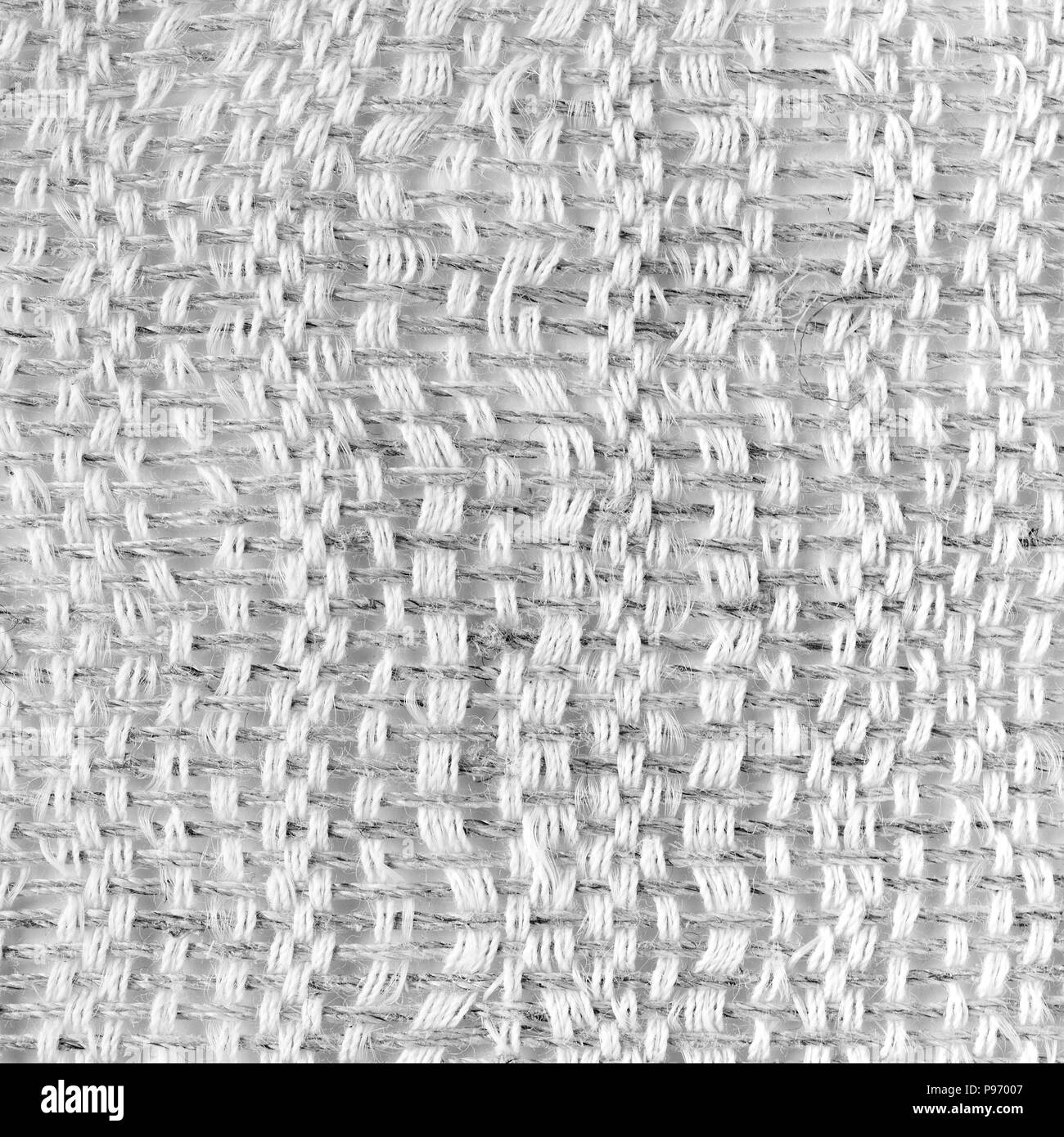 White hand weaving matting tweed fabric texture. Closeup square ...