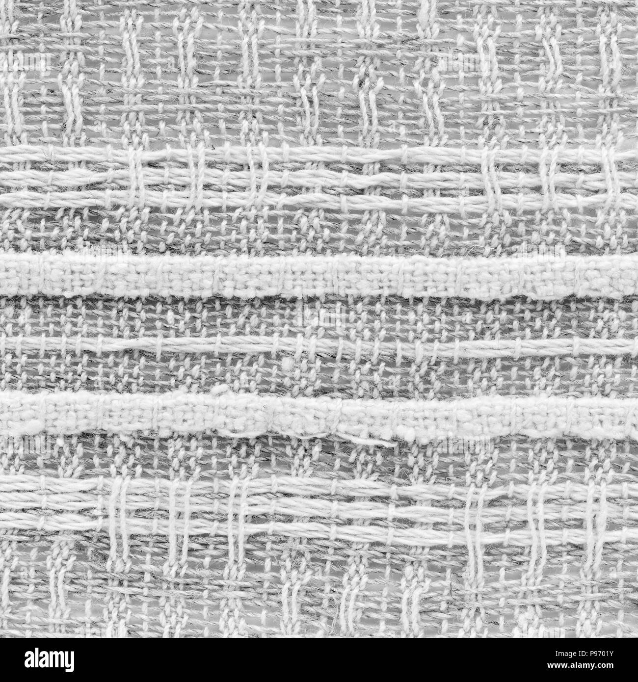 White hand weaving matting tweed fabric texture. Closeup square ...