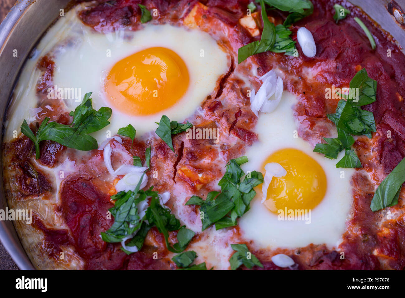 israelian shakshuka dish in a pan Stock Photo - Alamy