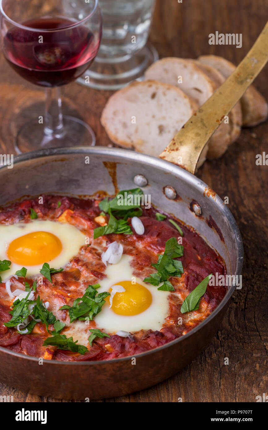 israelian shakshuka dish in a pan Stock Photo - Alamy