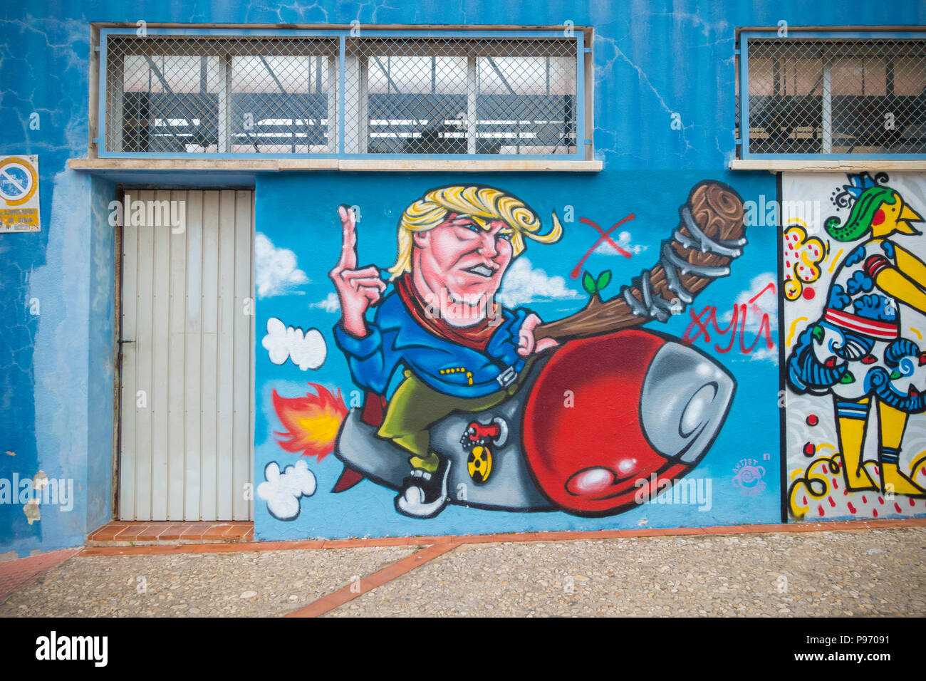 Graffiti style wall art of Donald Trump on a wall in Denia, Spain Stock ...