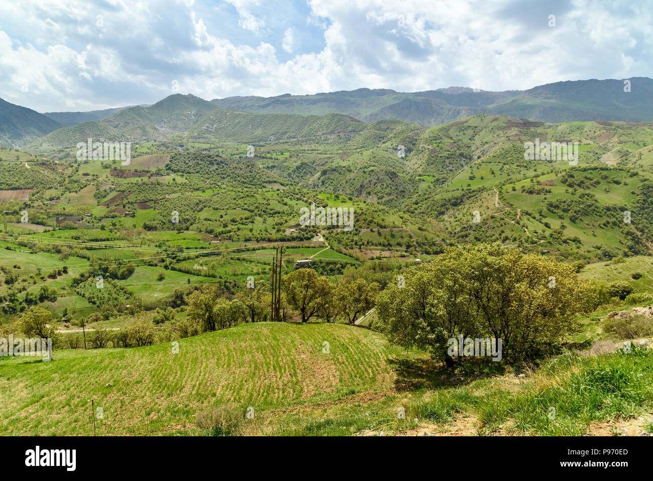 Nature landscape fields and mountains in Kurdistan Province. Iran Stock ...