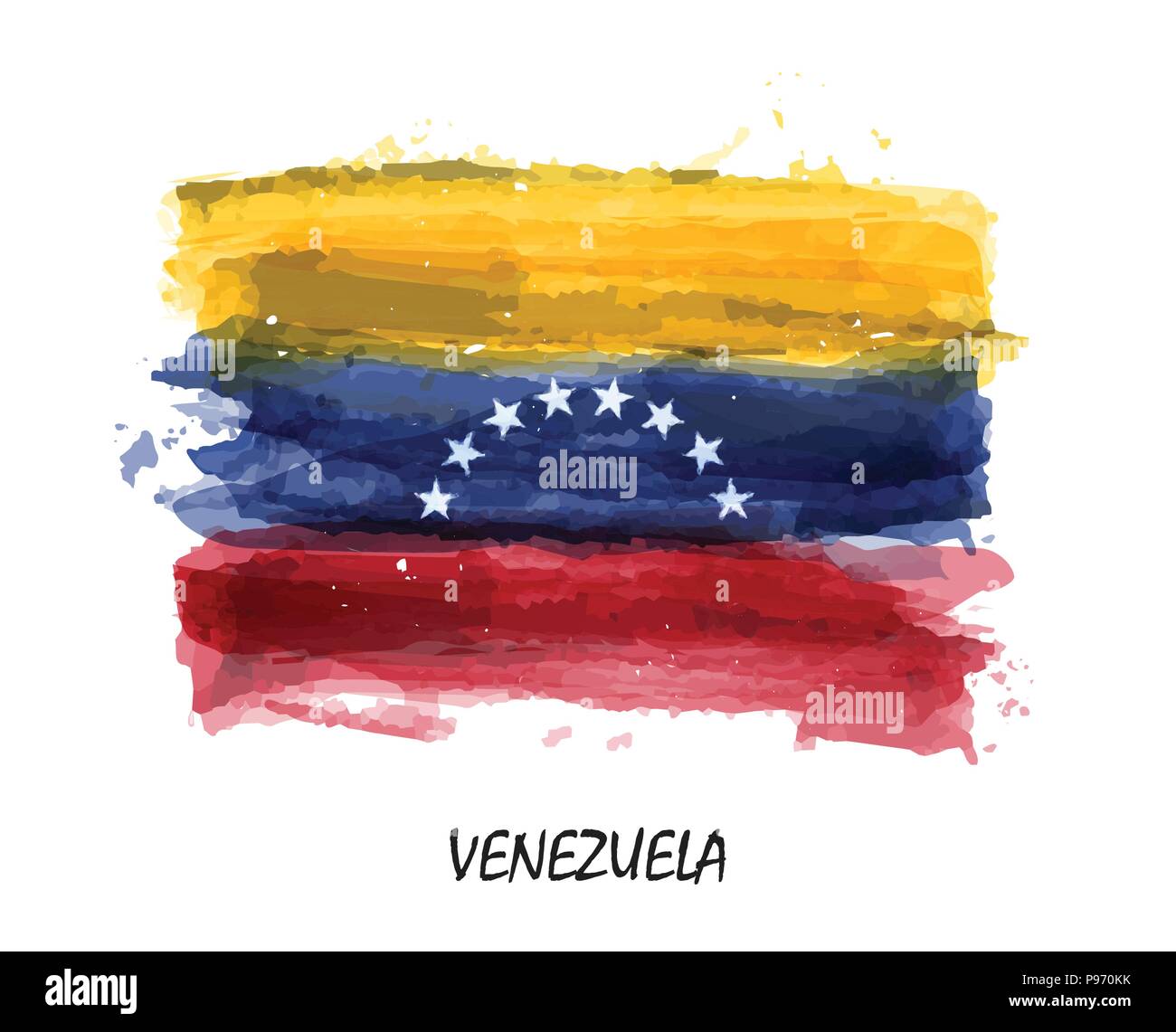 Realistic watercolor painting flag of Venezuela . Vector Stock Vector ...