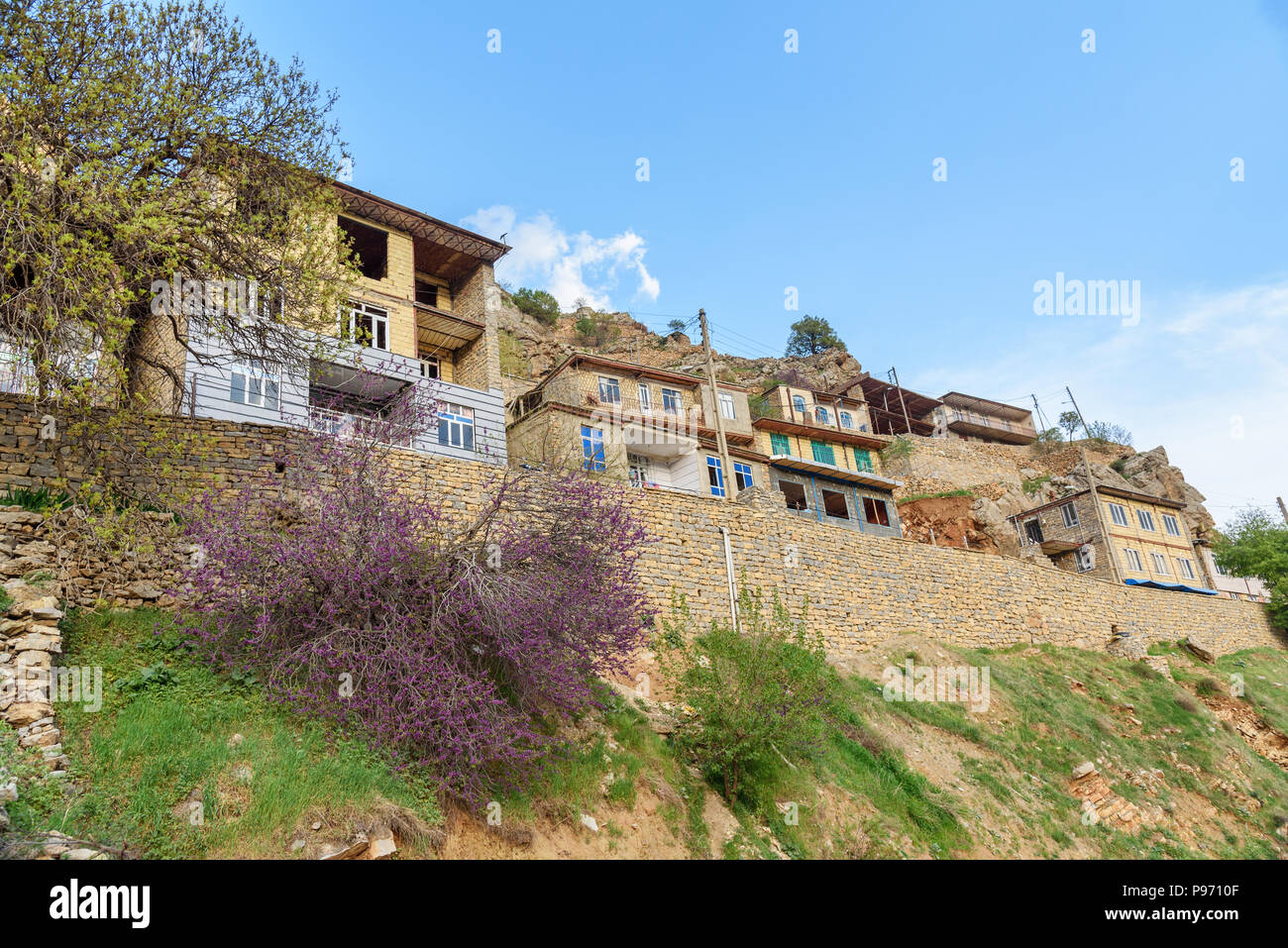 View on Howraman village or Uraman Takht in Zagros Mountain. Kurdistan ...