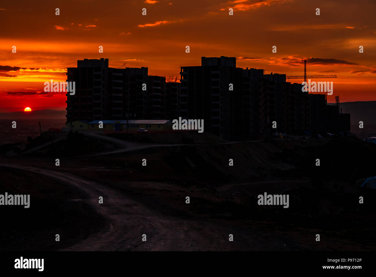Sunset view of a public housing construction Stock Photo - Alamy