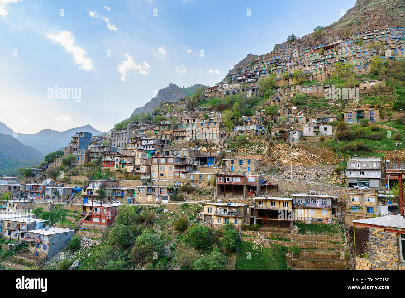 View on Howraman village or Uraman Takht in Zagros Mountain. Kurdistan ...