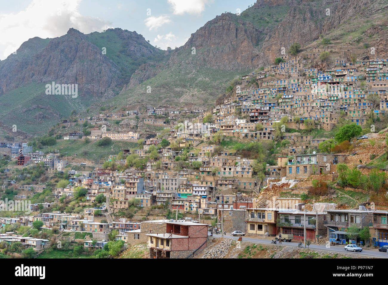 View on Howraman village or Uraman Takht in Zagros Mountain. Kurdistan ...
