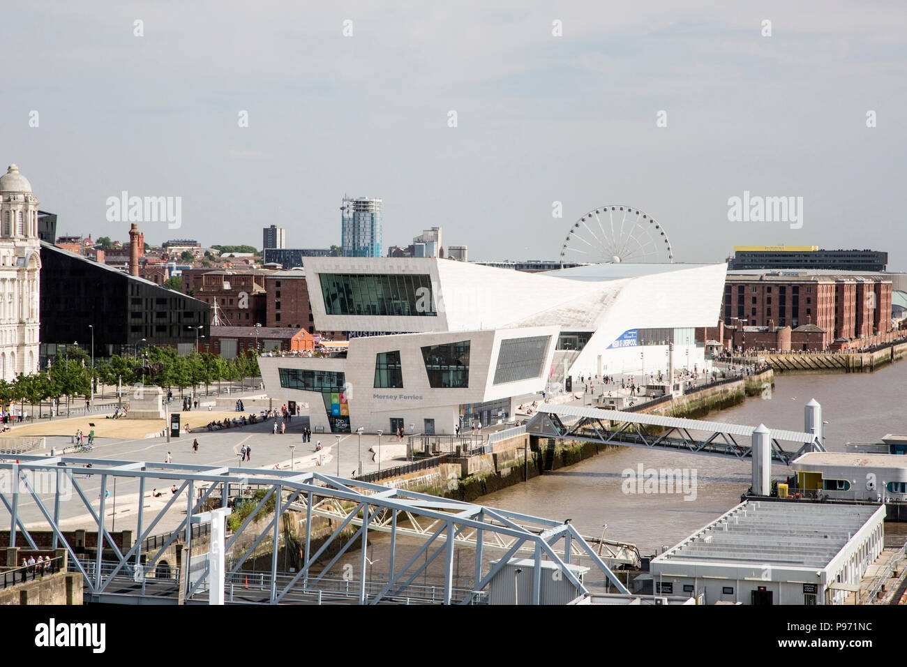 view of Mersey ferry terminal at Liverpool Pier head showing ...